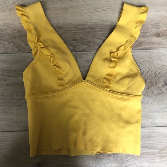 Zara | Tops | Zara Yellow Ruffle Top | Poshmark